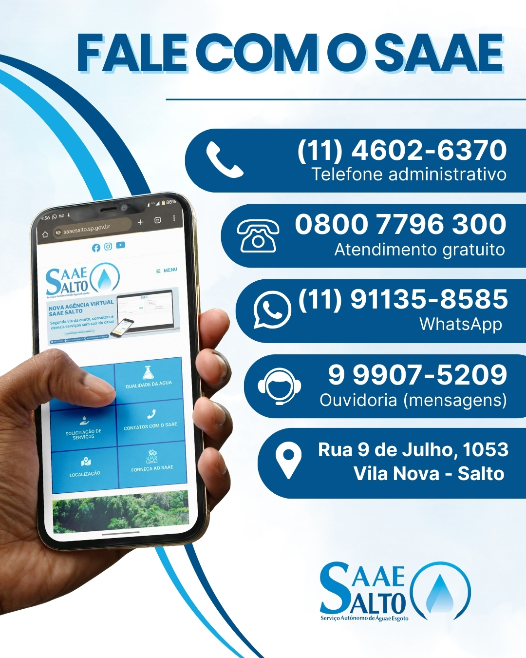 SAAE | SALTO - SP | Contatos com o SAAE